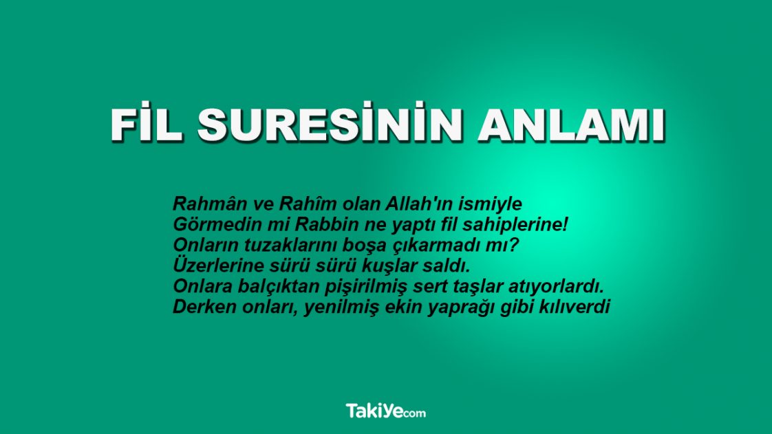 Fil Suresinin Anlamı Nedir? Türkçe ve Arapça Okunuşu - Takiye.com